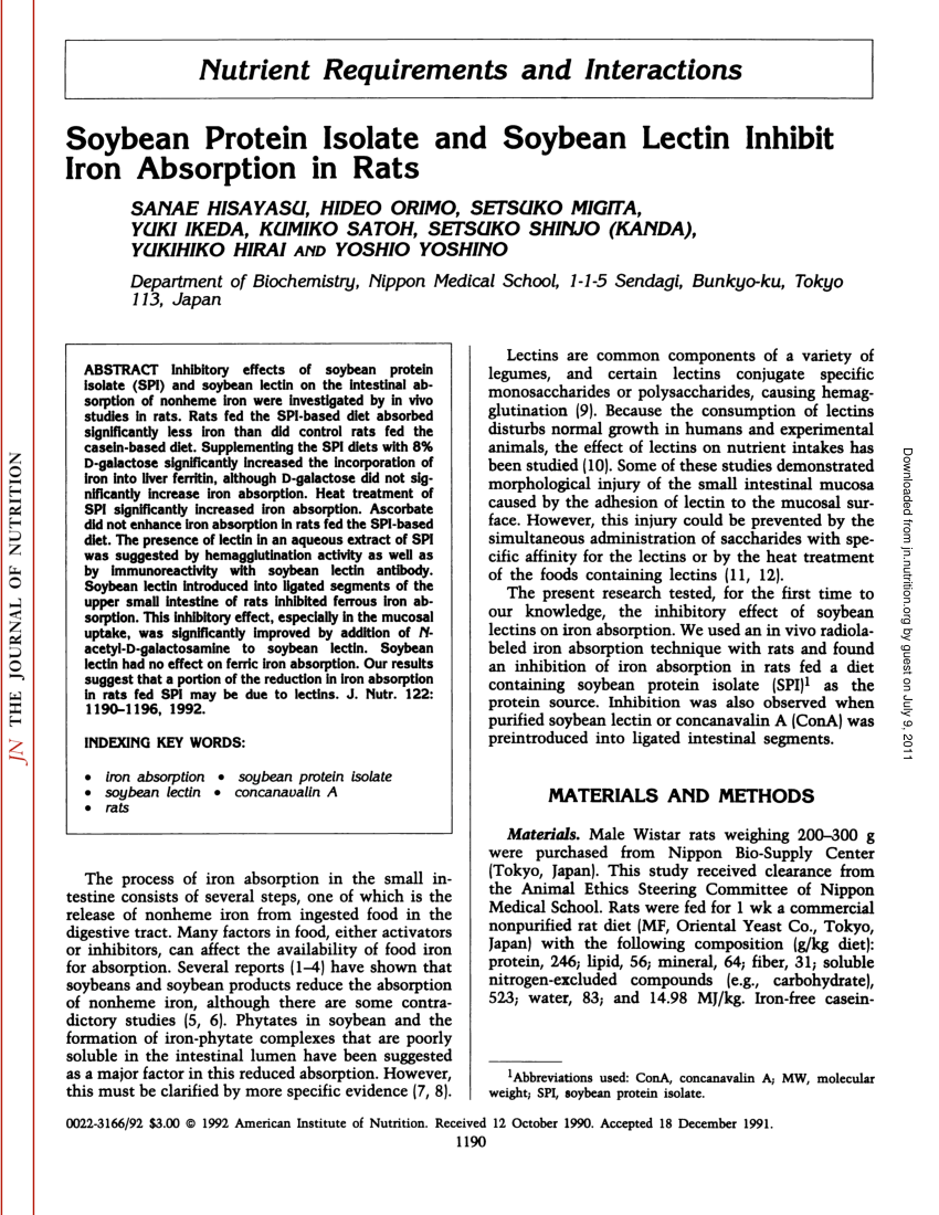 Do soybeans inhibit iron absorption?