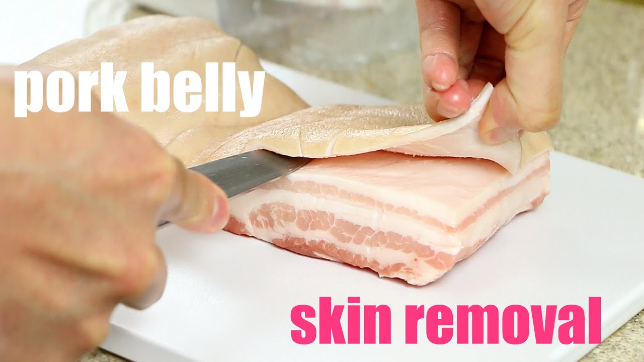 Do you remove skin off pork belly?