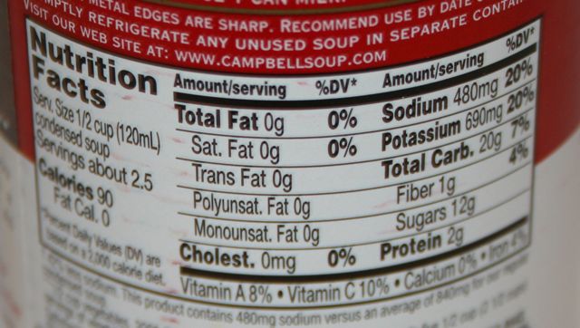 Does canned tomato soup have a lot of sodium?