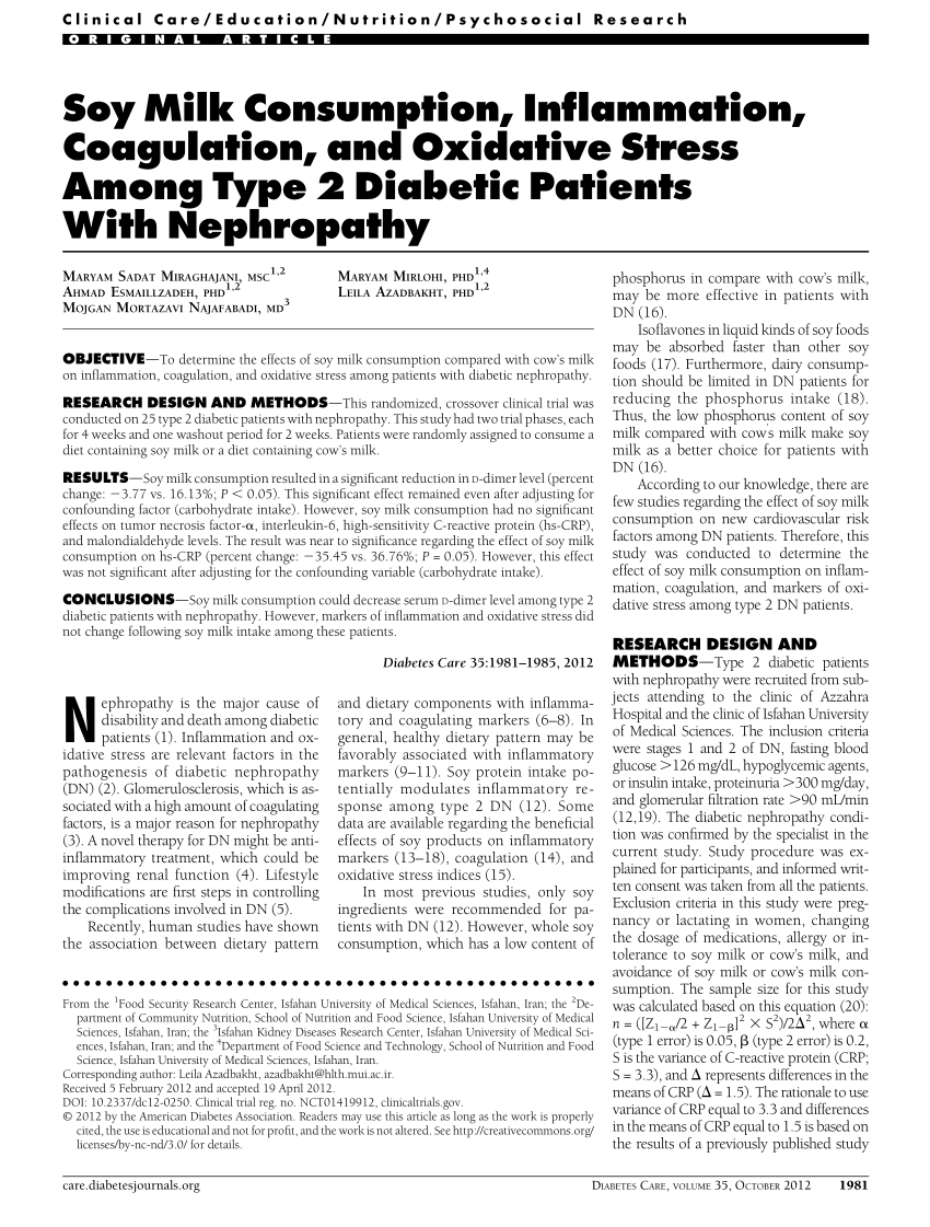Does soy milk consumption affect serum D-dimer levels in type 2 diabetic nephropathy?