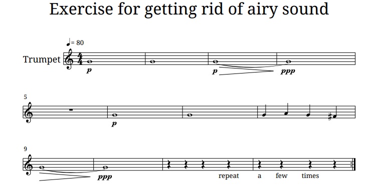 How do I get rid of the airy sound on my trumpet?