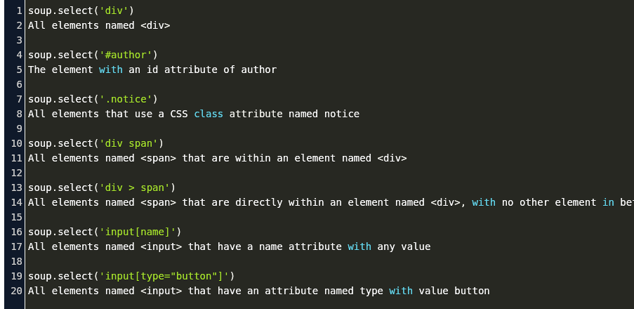 How do I use CSS selector in BeautifulSoup?