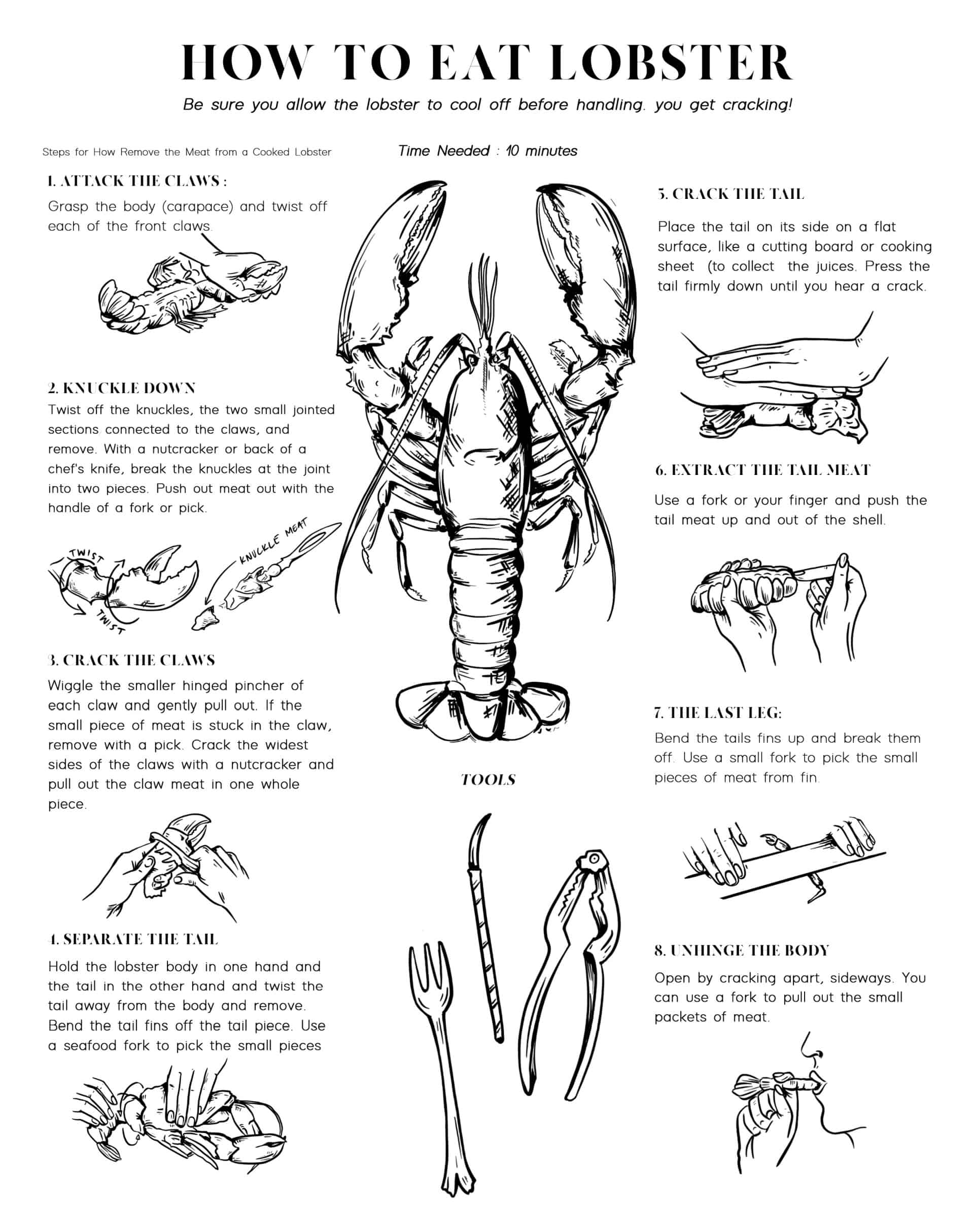 How do lobsters break open mussels to eat?