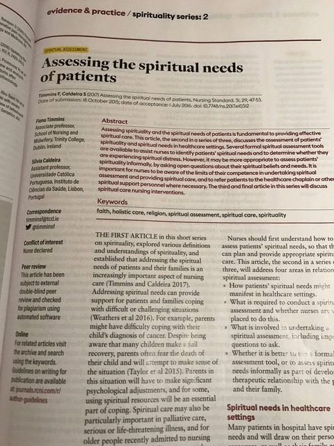 How do you assess spiritual needs of a patient?
