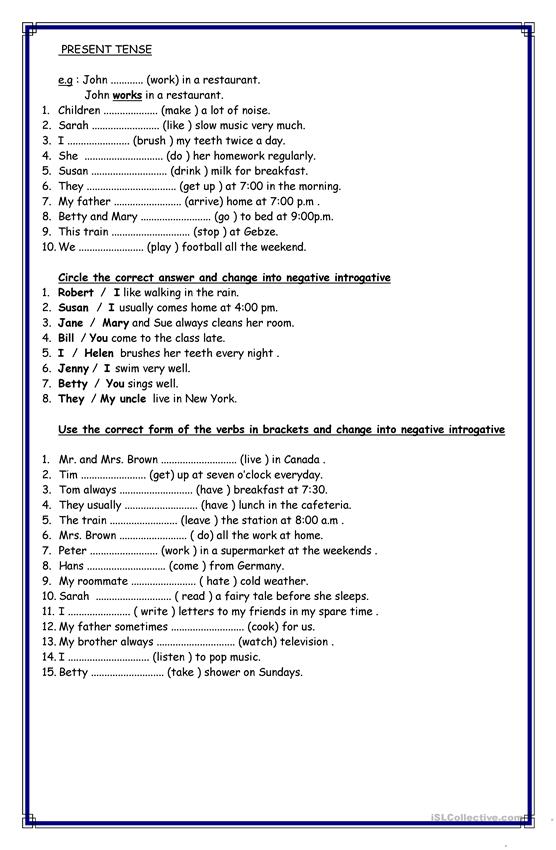 How do you convert simple present to negative?
