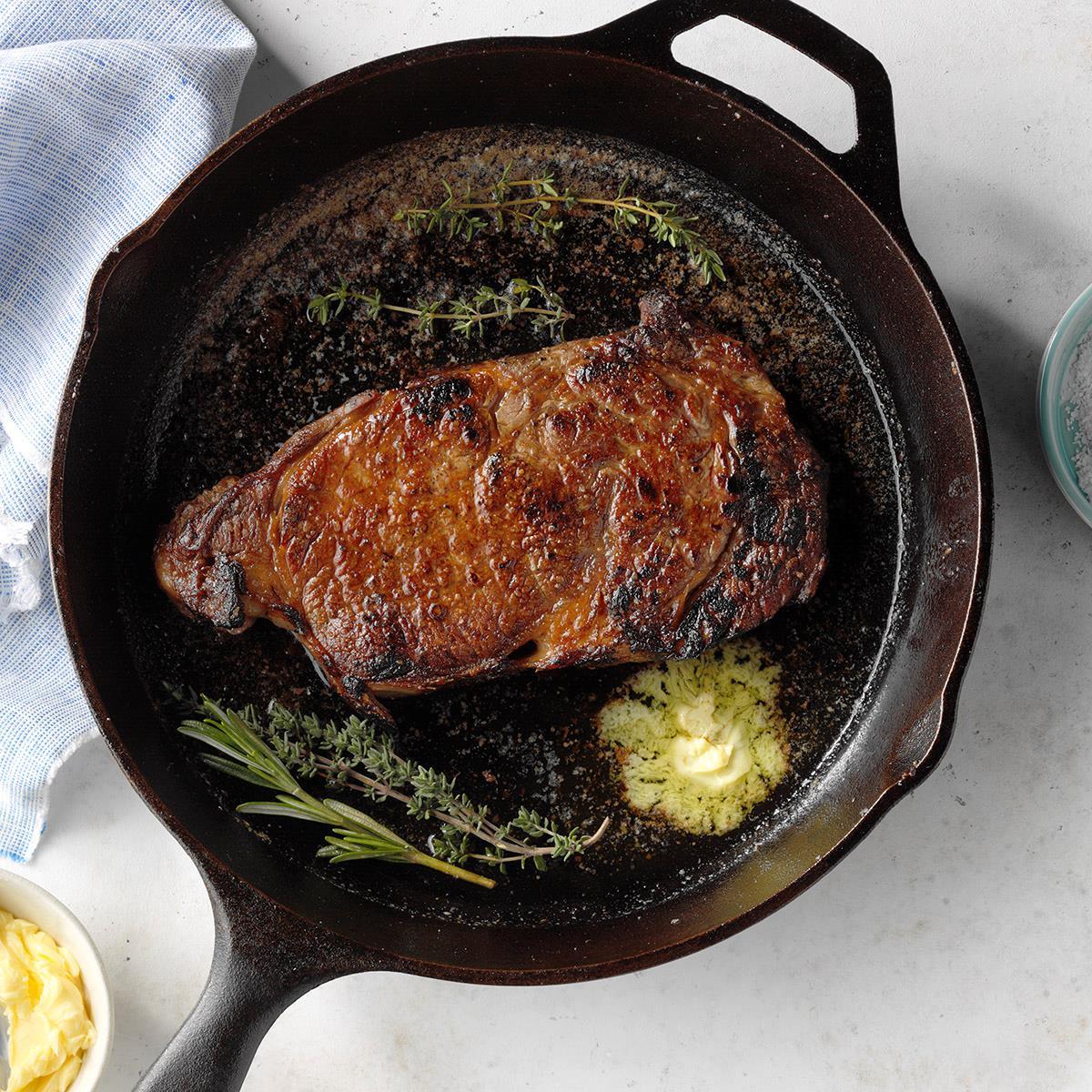How do you cook a steak in a cast iron skillet?