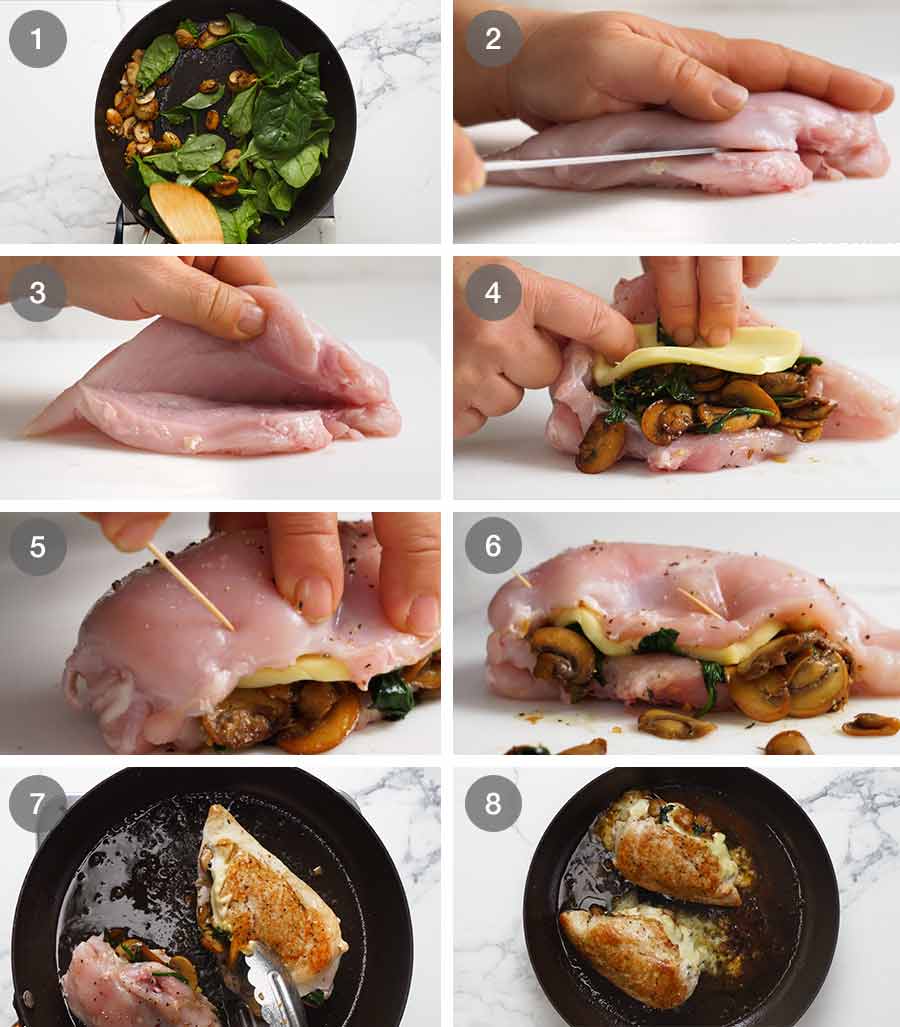 How do you cook a stuffed chicken breast in a pocket?