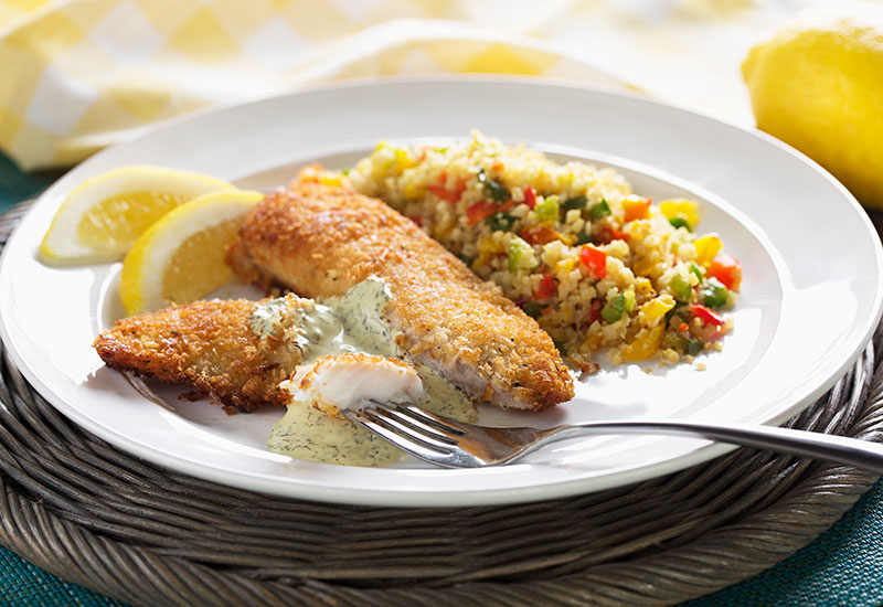 How do you cook frozen coconut crusted tilapia?
