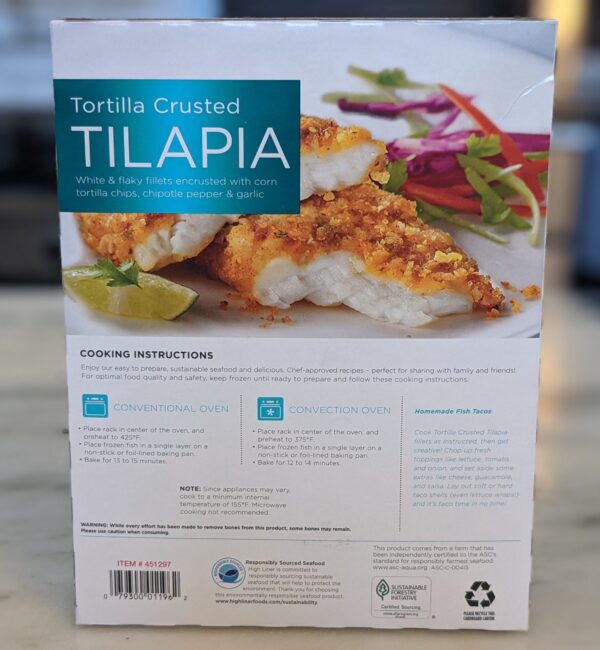How do you cook frozen tortilla crusted tilapia?