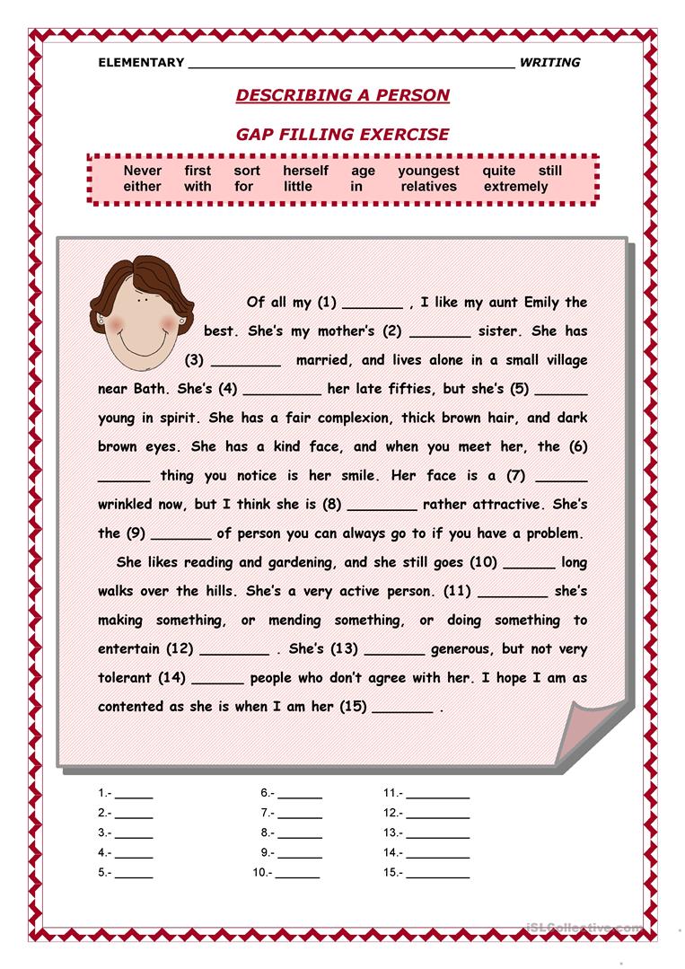 How do you describe a person in writing?