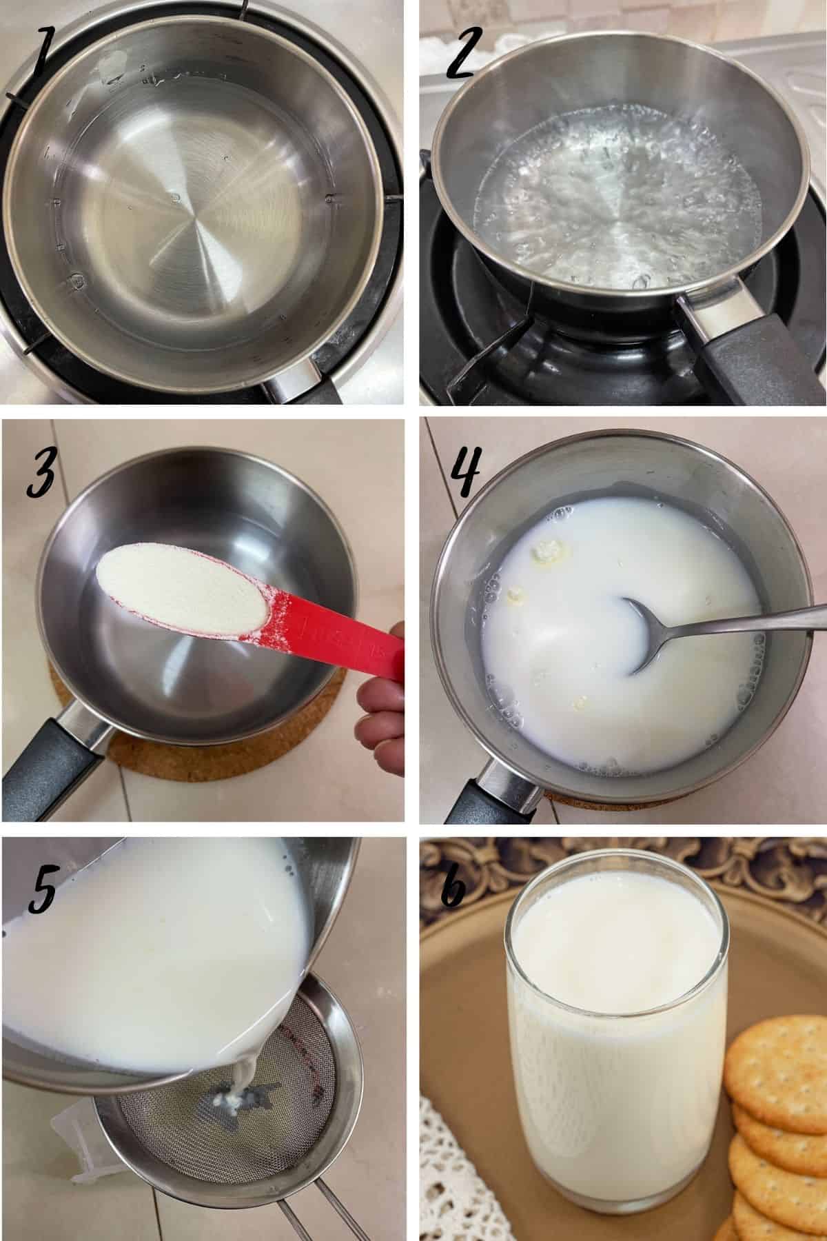 How do you dissolve powdered milk in hot water?