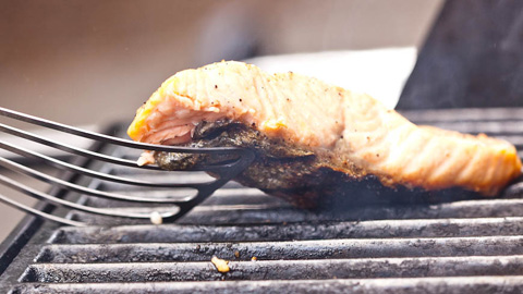 How do you keep salmon from falling apart on the grill?