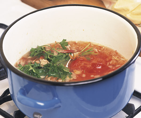 How do you make shellfish broth taste better?