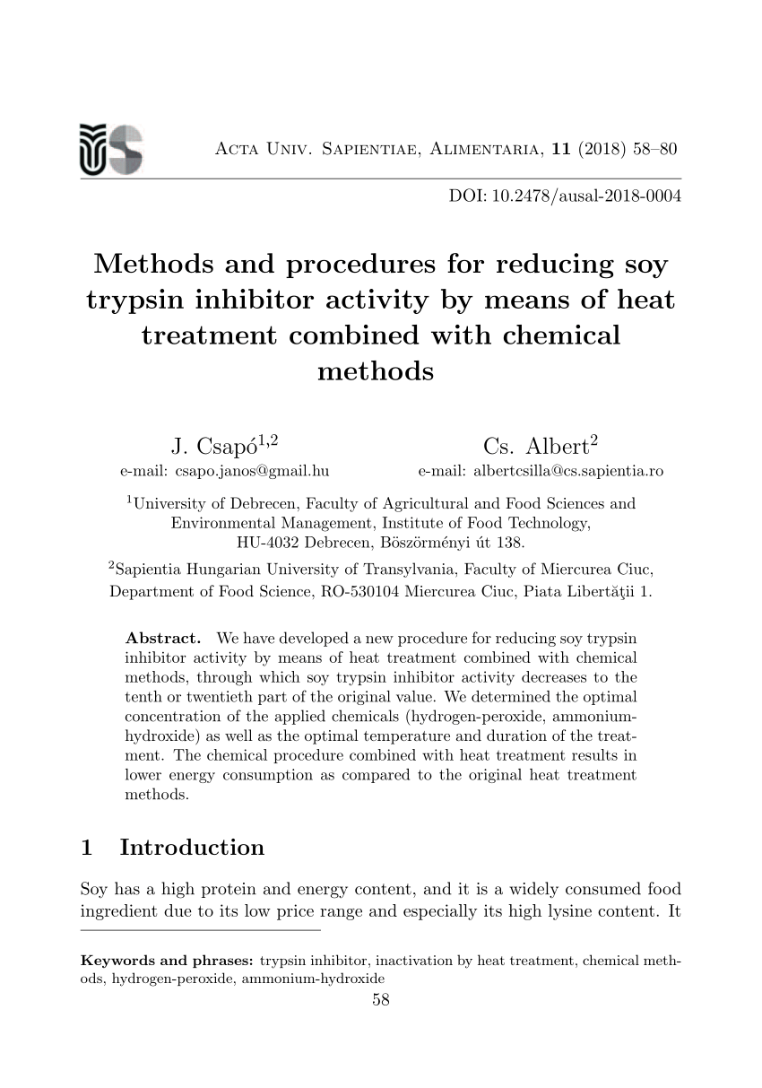 How do you remove trypsin inhibitors from food?