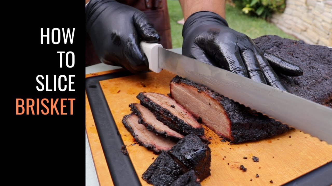 How do you slice a smoked brisket?