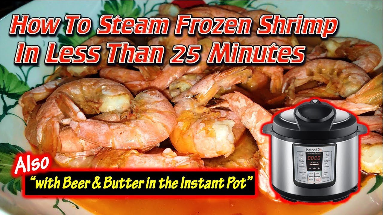 How do you steam frozen shrimp in a rice cooker?