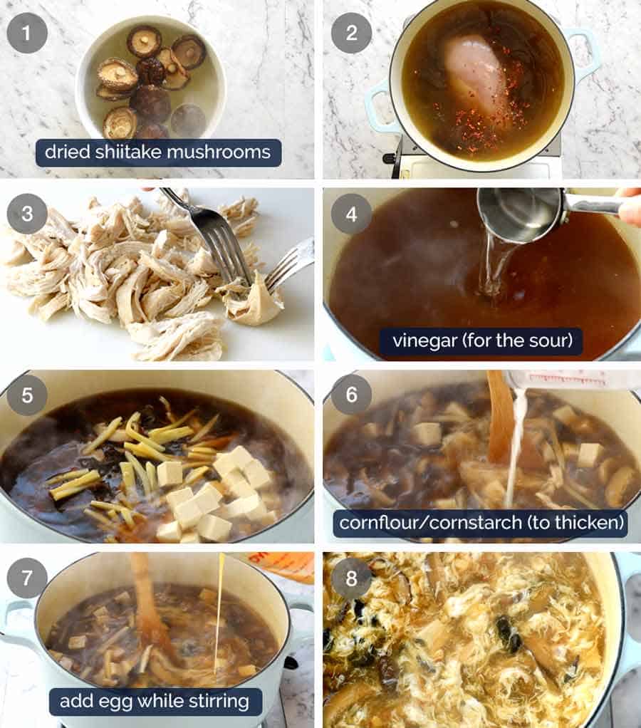 How do you thicken hot and sour soup?