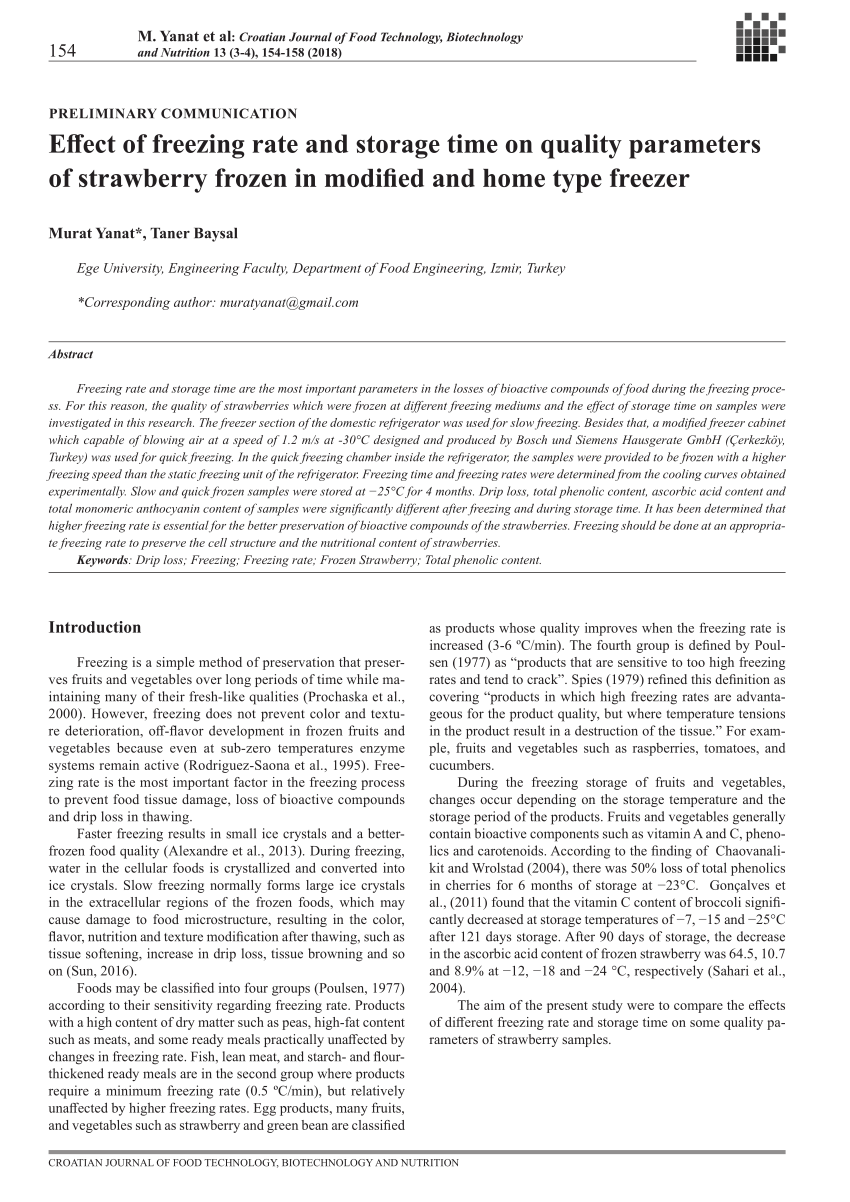 How does the rate of freezing affect the quality of a frozen preserved product?