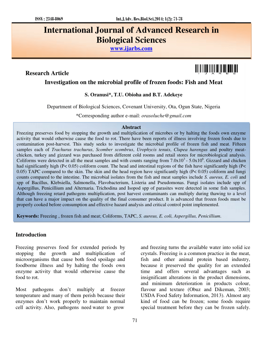 How freezing can prevent microbial growth in fish?
