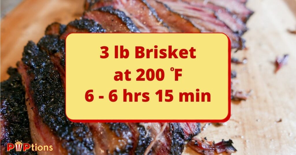 How long does it take to cook a 3 lb brisket at 200 degrees?