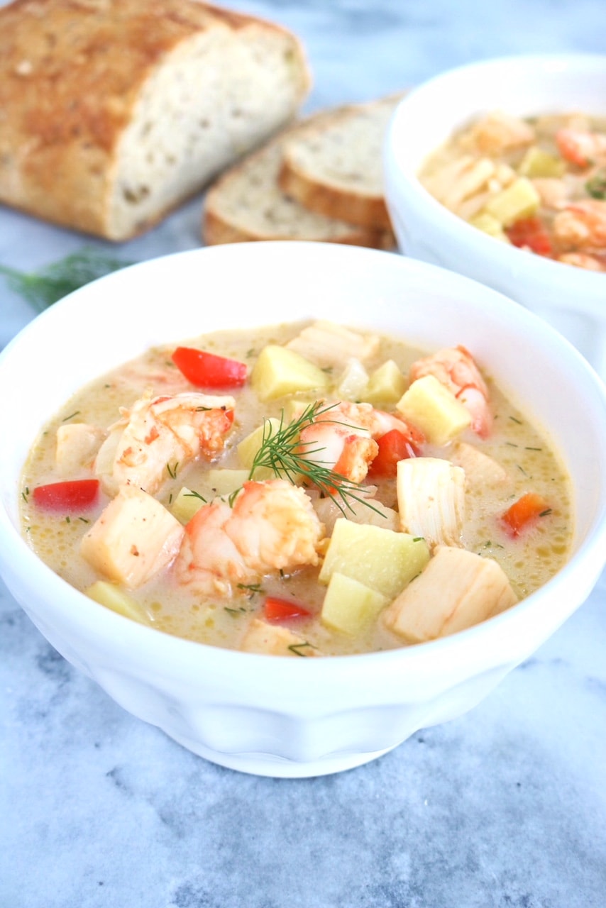 How long to cook shrimp and scallops for Soup?