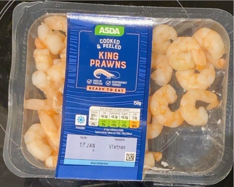How many calories are in 150g of king prawns?