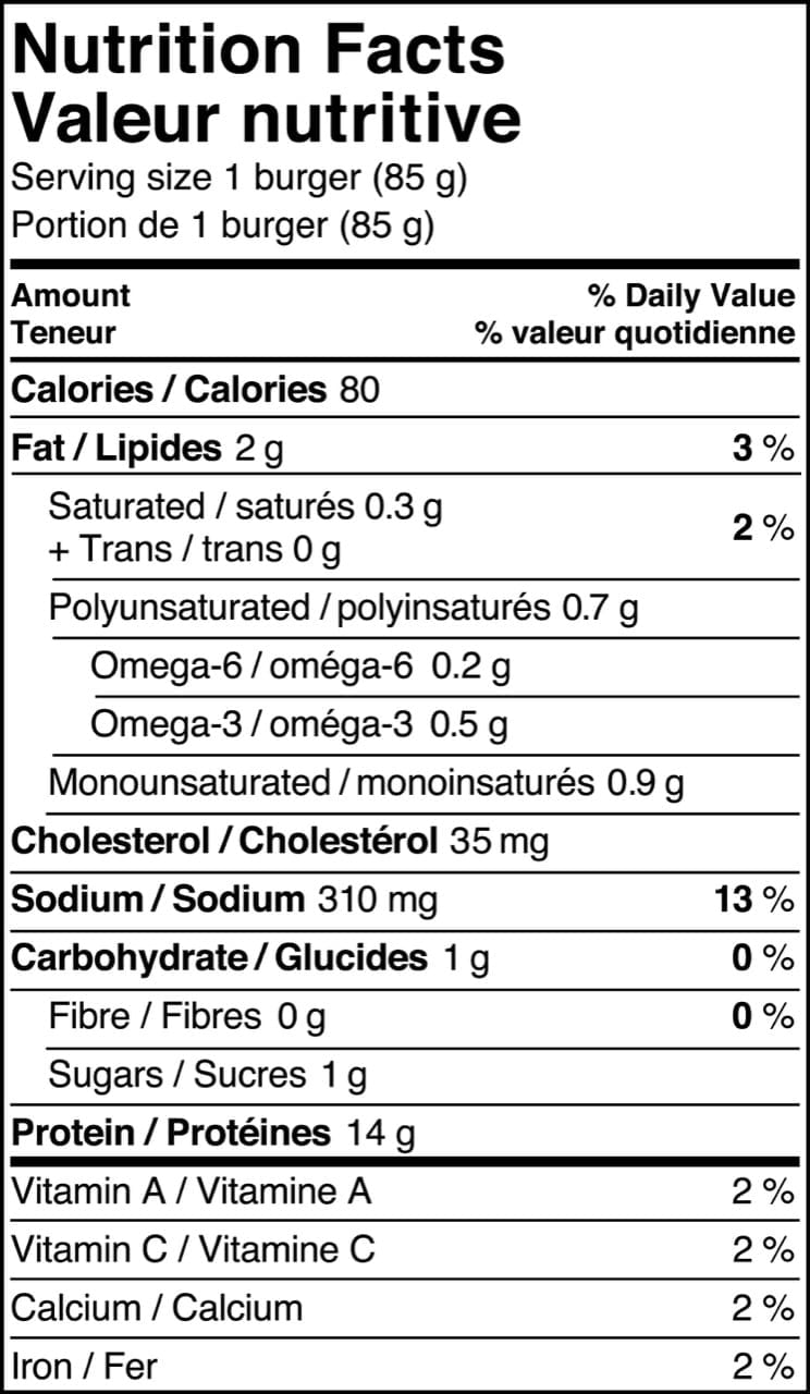 How many calories are in a halibut burger?