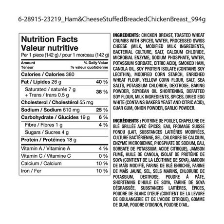 How many calories are in a stuffed breaded chicken breast?