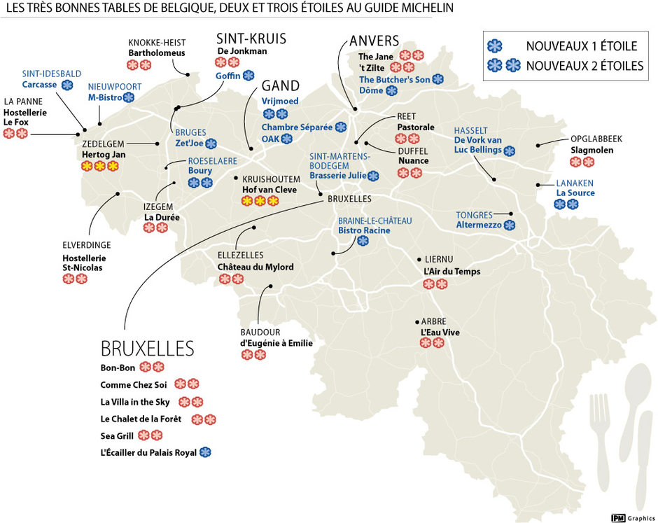 How many Michelin restaurants are in Belgium?