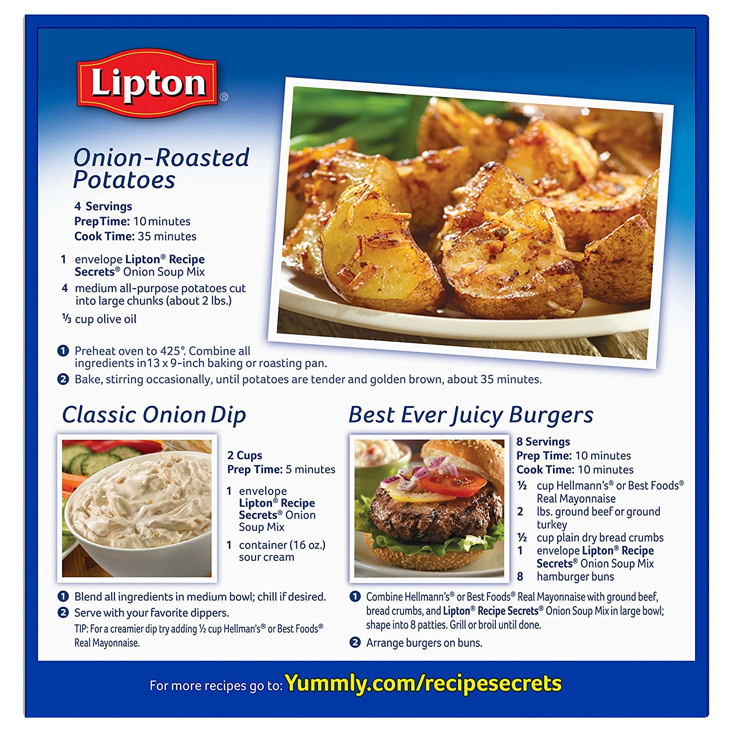 How many servings are in Lipton onion soup mix?