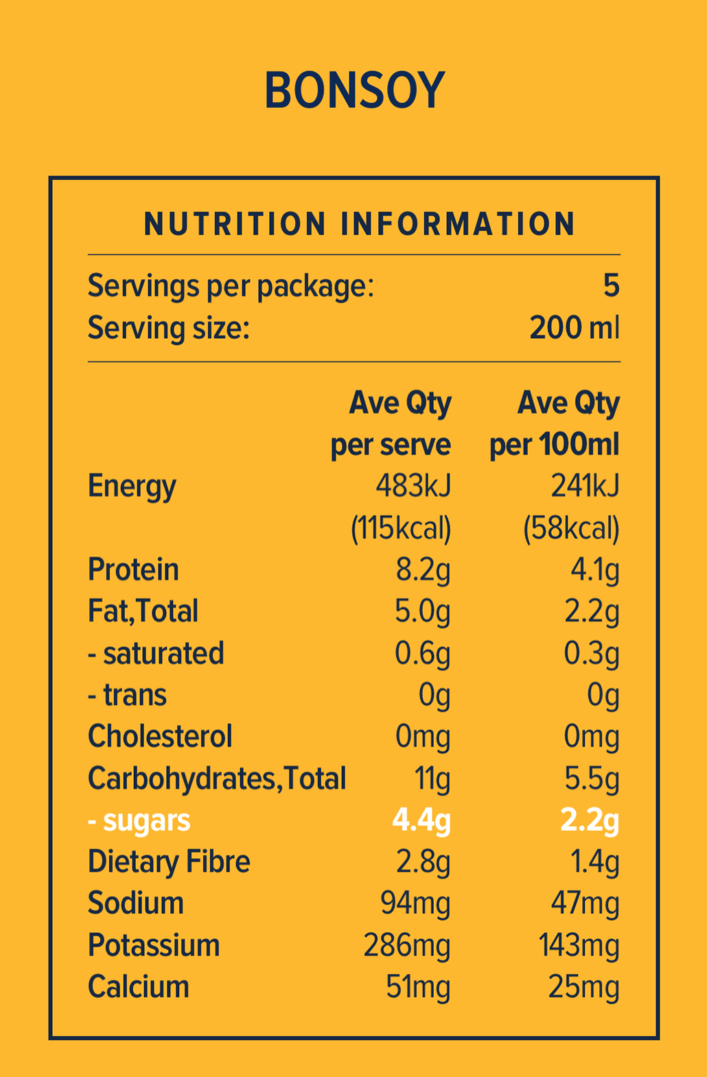 How much calcium is in Bonsoy milk?
