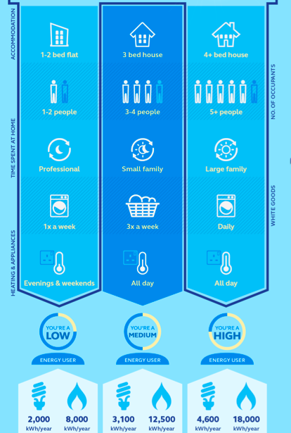 How much gas does a 2 bedroom house use?