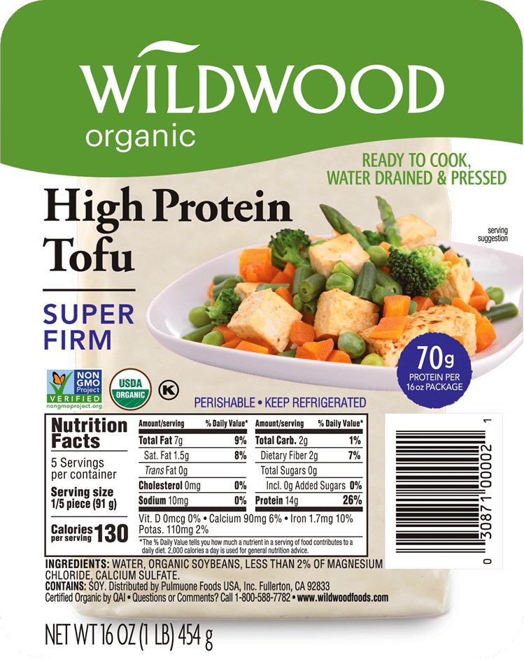 How much protein is in Wildwood Super Firm tofu?