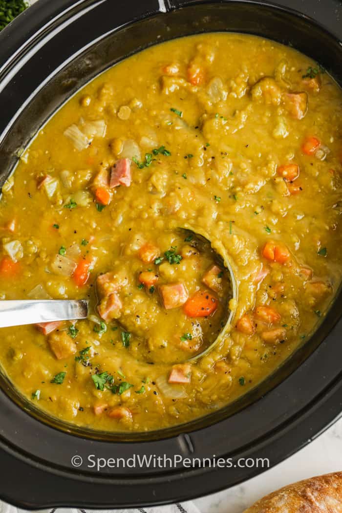 How to cook split peas in a crock pot?