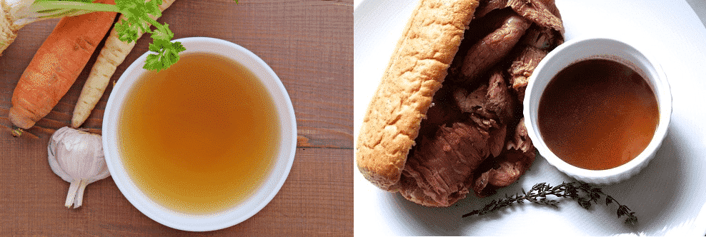 Is au jus the same as beef broth?