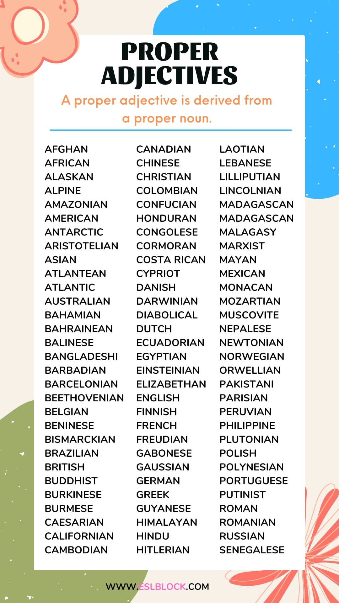 Is French proper adjective?