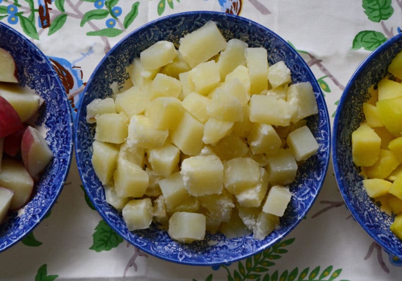 Is it better to boil potatoes whole or cut up for potato salad?