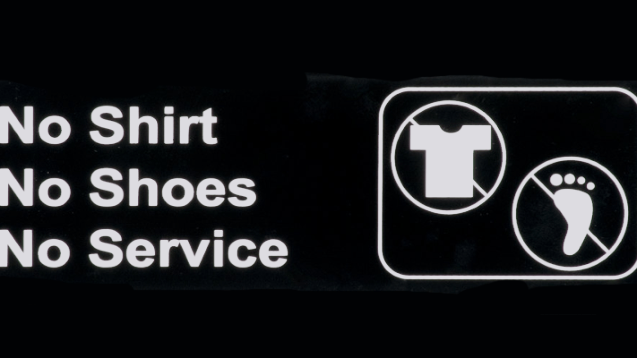 Is no shirt no shoes no service a law in Michigan?