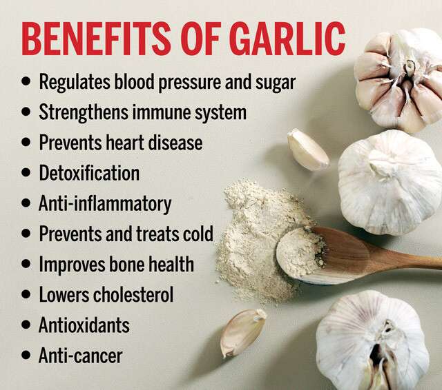What are 2 health benefits of eating garlic?