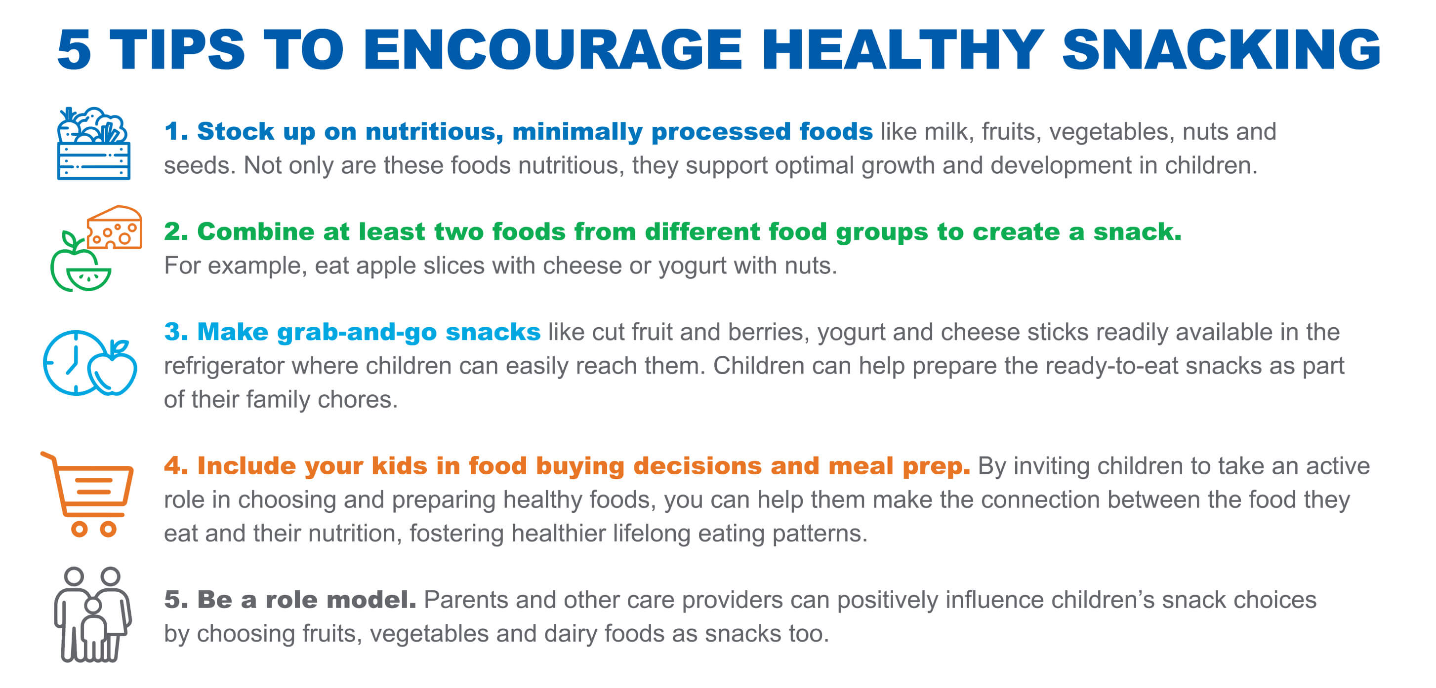What are 3 strategies to prepare for healthy snacking?