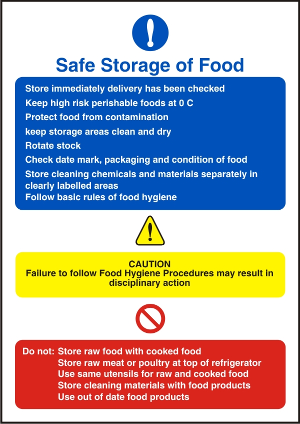 What are 5 principles of safe food storage?