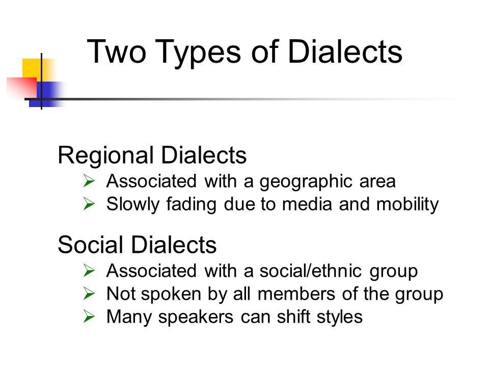 What are the different types of dialects?