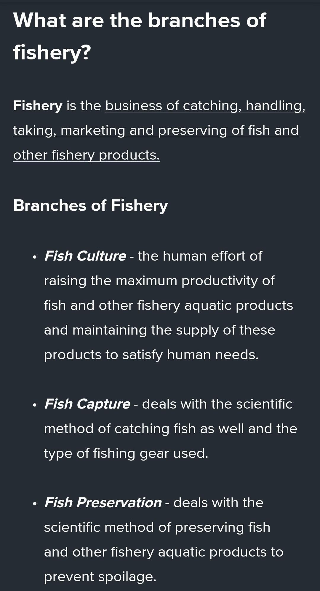 What are the fishery branches?