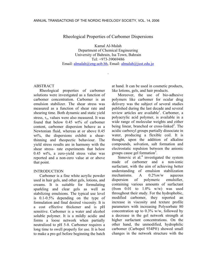What are the properties of carbomer?