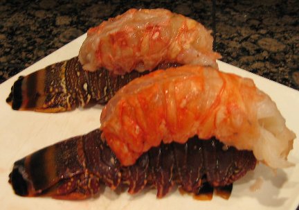 What color should lobster tail meat be when cooked?