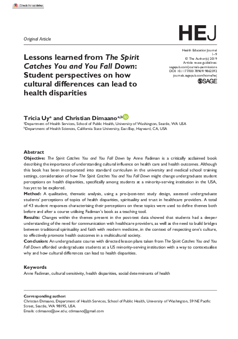 What do you feel is the most important lesson that you learned from reading The Spirit Catches You and You Fall Down?