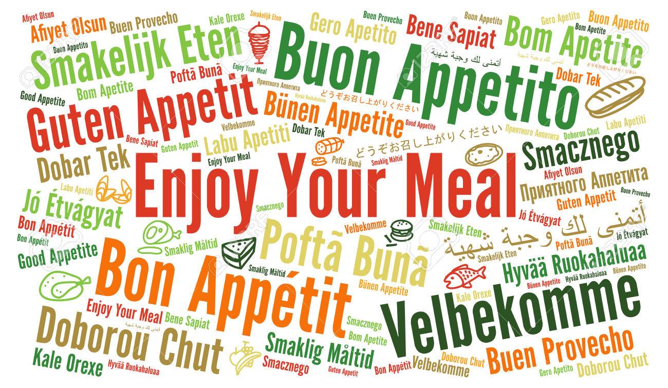 What do you say before a meal in different languages?