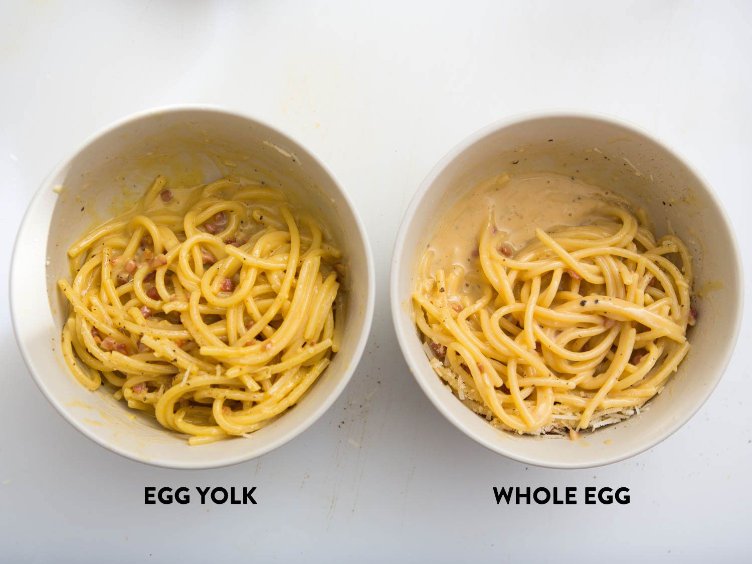 What does adding an egg to pasta sauce do?