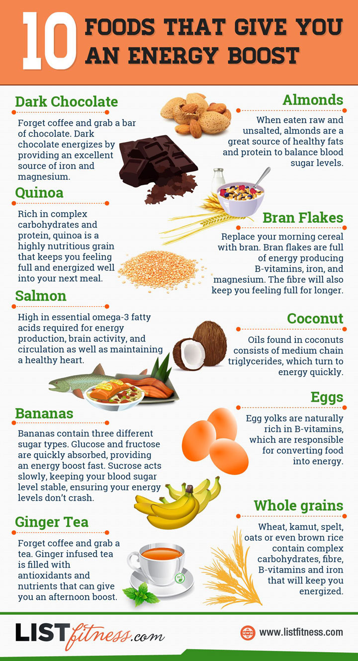 What foods increase energy levels?