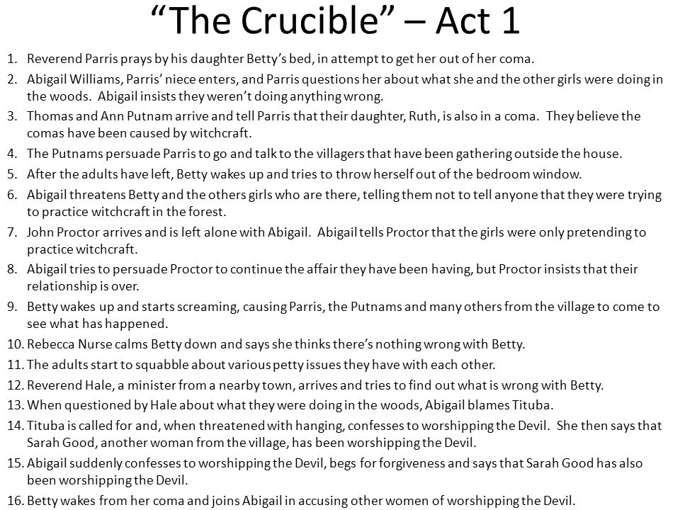 What happened to Ruth in Act 1 of The Crucible?